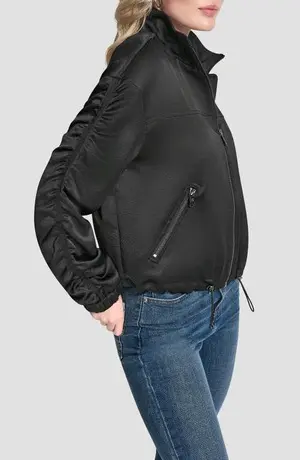 Dkny Bomber Jacket With Ruched Sleeves