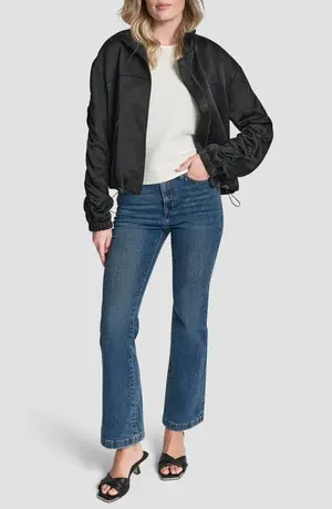 Dkny Bomber Jacket With Ruched Sleeves