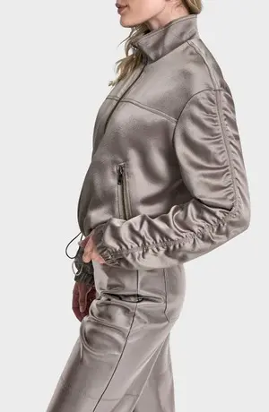 Dkny Bomber Jacket With Ruched Sleeves - Tan