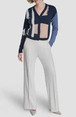 Dkny Crop Colorblock Cardigan