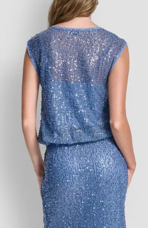 Dkny Sequin Knit Top With Bubble Hem