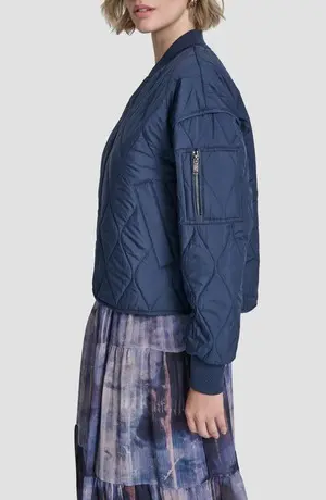 Dkny Quilted Bomber Jacket - Hudson Blue