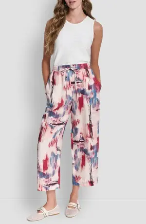 Dkny Print Pull-on Linen Pants