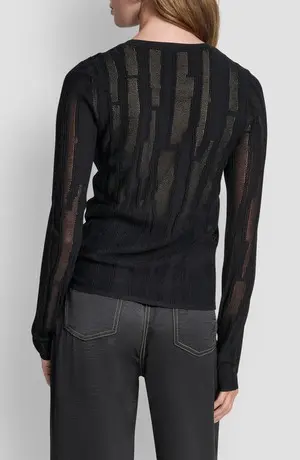 Dkny Mixed Stitch Knit Top - Black/travertine