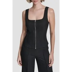 Dkny Zigzag Stitch Corset Top - Black