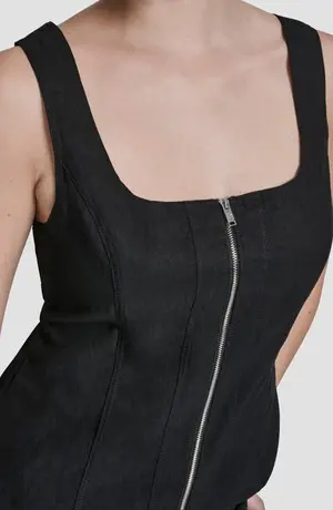 Dkny Zigzag Stitch Corset Top - Black