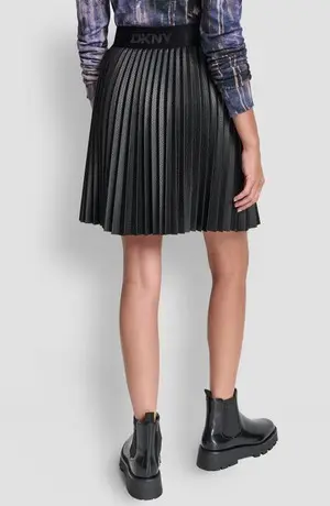 Dkny Pleated Faux Leather Mini Skirt