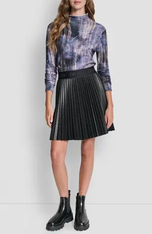 Dkny Pleated Faux Leather Mini Skirt