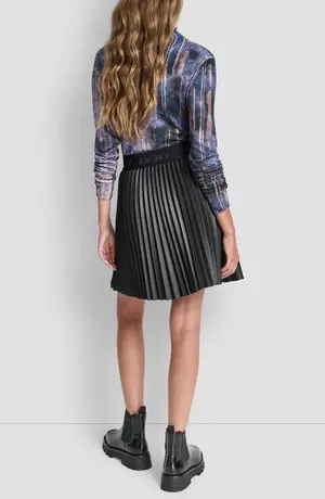 Dkny Pleated Faux Leather Mini Skirt