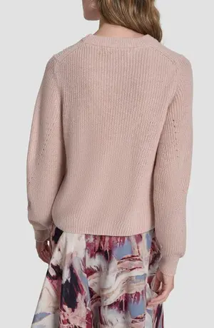 Dkny Rib Cotton Blend Crewneck Sweater