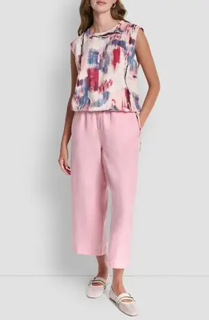 Dkny Straight Leg Linen Pants