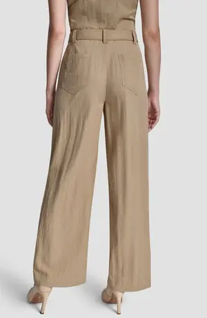 Dkny Belted Wide-leg Trousers - Travertine