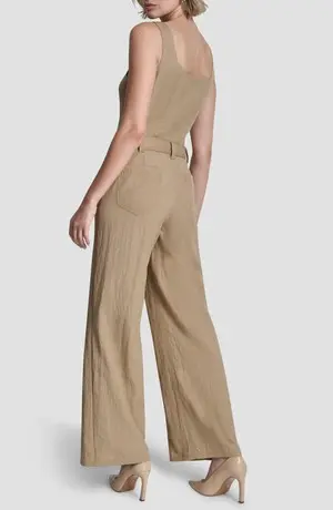 Dkny Belted Wide-leg Trousers - Travertine