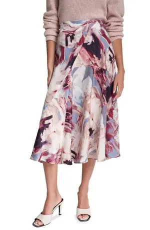 Dkny Abstract Print Satin Skirt