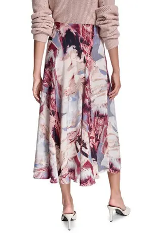 Dkny Abstract Print Satin Skirt