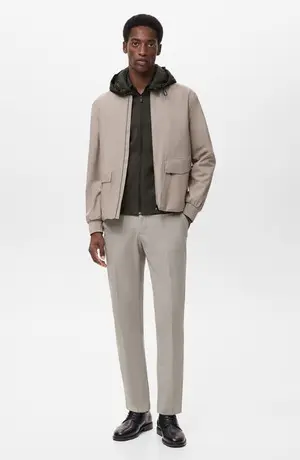 Mango Slim Fit Thermolite® Flat Front Trousers - Light/pastel Grey