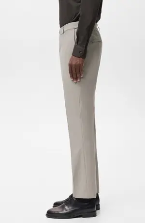 Mango Slim Fit Thermolite® Flat Front Trousers - Light/pastel Grey