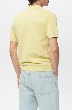 Mango Slim Fit Knit Polo - Neon Yellow