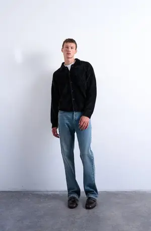 Topman Fluffy Collared Cardigan - Black