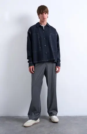 Topman Cotton Denim Jersey Shacket