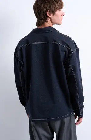 Topman Cotton Denim Jersey Shacket