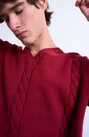 Topman V-neck Cable Sweater - Red