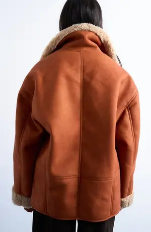 Topshop Faux Shearling Oversized Car Coat