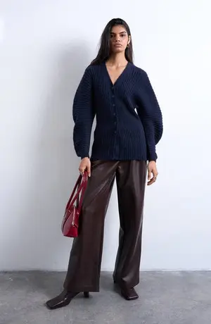 Topshop Ovoid Cinch Cardigan