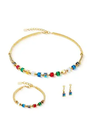 COEUR DE LION Sparkling Cubes Fusion Chain Earrings
