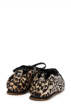 GANNI Lace-up Ballet Flat - Leopard