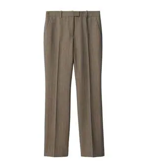 Burberry Mouliné Wool Striped Tailored Trousers