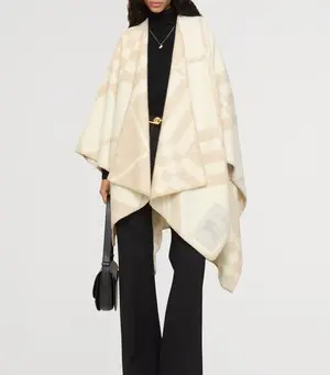 Burberry Wool-cashmere Check Cape - Beige