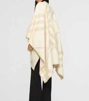 Burberry Wool-cashmere Check Cape - Beige