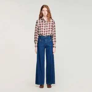Sandro Raw Straight Patch Pocket Jeans - Deep Blue