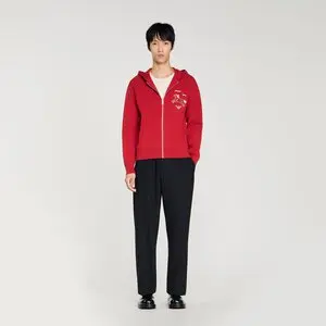 Sandro Animal Print Zip-up Hoodie