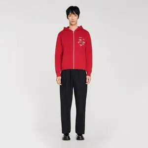 Sandro Animal Print Zip-up Hoodie
