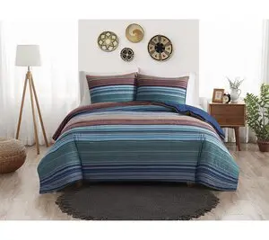 BROOKLYN LOOM Yarn Dye Stripe 3 Piece Full/quee N Comforter Set - One-color