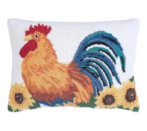 VALERIE PARR HILL Rooster Sunflower Hooked Throw Pillow Valeri E - One-color