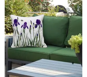 VALERIE PARR HILL Iris And Bee Indoor/outdoor Throw Pillow Val Erie - One-color