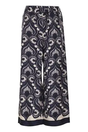Max Mara Wkdottico Flowing Printed Silk Trousers - Blue