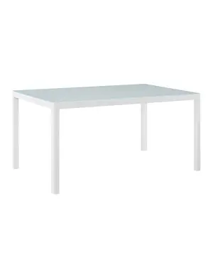MODWAY Raleigh 59" Outdoor Patio Aluminum Dining Table - White