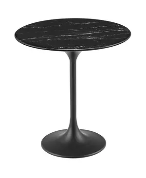 MODWAY Lippa Round Artificial Marble Side Table - Black Black