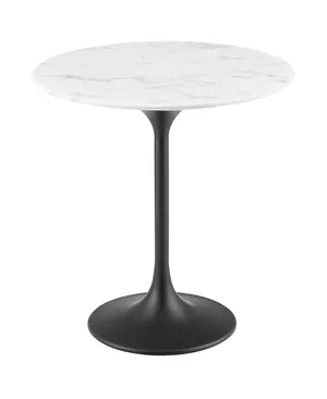 MODWAY Lippa Round Artificial Marble Side Table - Black White