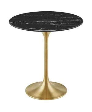 MODWAY Lippa Round Artificial Marble Side Table - Gold Black