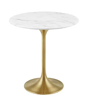 MODWAY Lippa Round Artificial Marble Side Table - Gold White