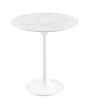 MODWAY Lippa Round Artificial Marble Side Table - White White
