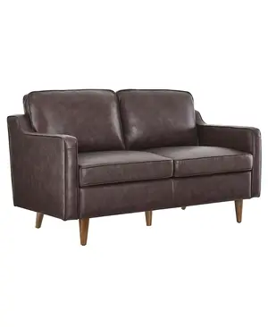 MODWAY Impart Genuine Leather Loveseat Brown