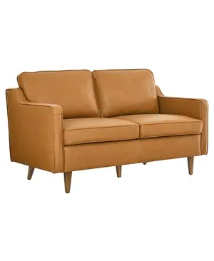 MODWAY Impart Genuine Leather Loveseat - Tan