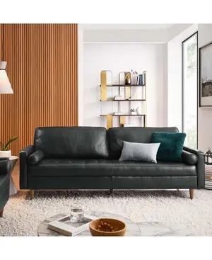 MODWAY Valour 88" Leather Sofa - Black