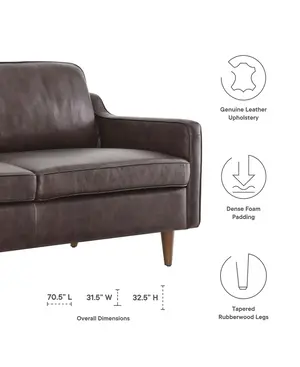 MODWAY Impart Genuine Leather Sofa - Brown